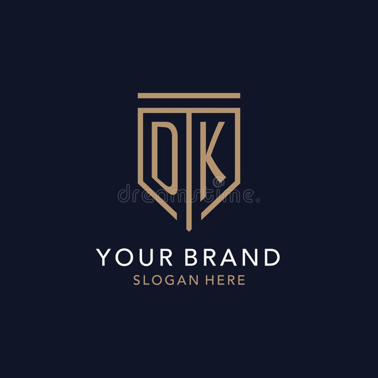 DK Initial Logo Monogram with Simple Luxury Shield Icon Design Stock ...