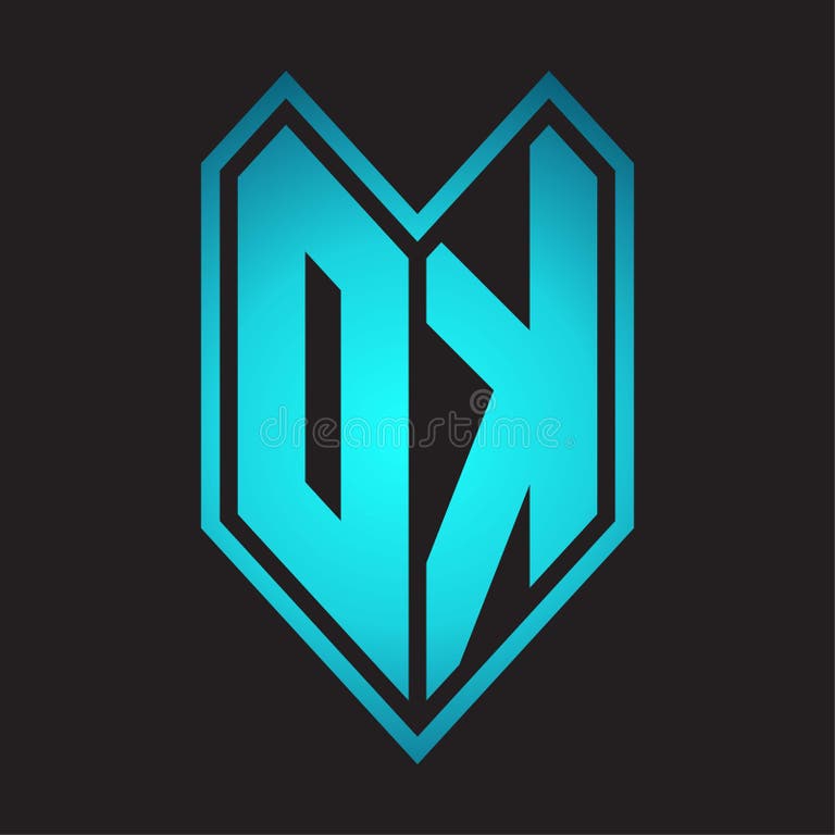 DK Logo Monogram with Emblem Line Style Isolated on Blue Gradient ...