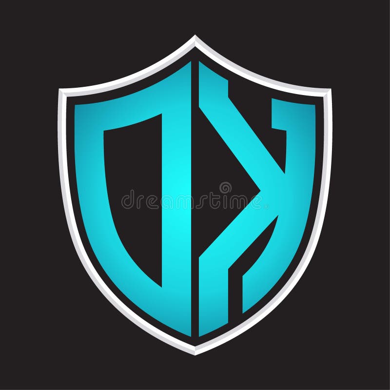 DK Logo Monogram with Shield Shape Isolated Blue Colors on Outline ...