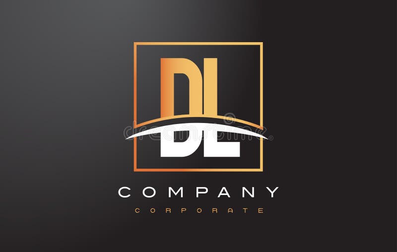 DL D L Golden Letter Logo Design with Gold Square and Swoosh. Stock ...