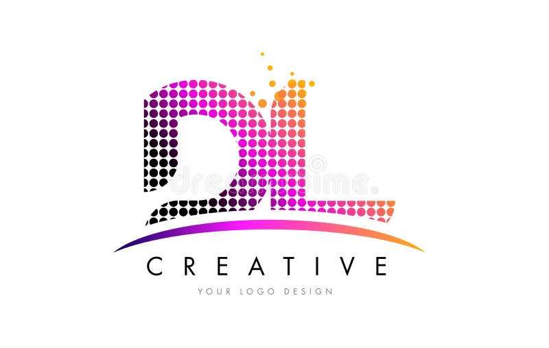 DL D L Letra Logo Design Com Pontos Magentas E Swoosh Ilustração do ...