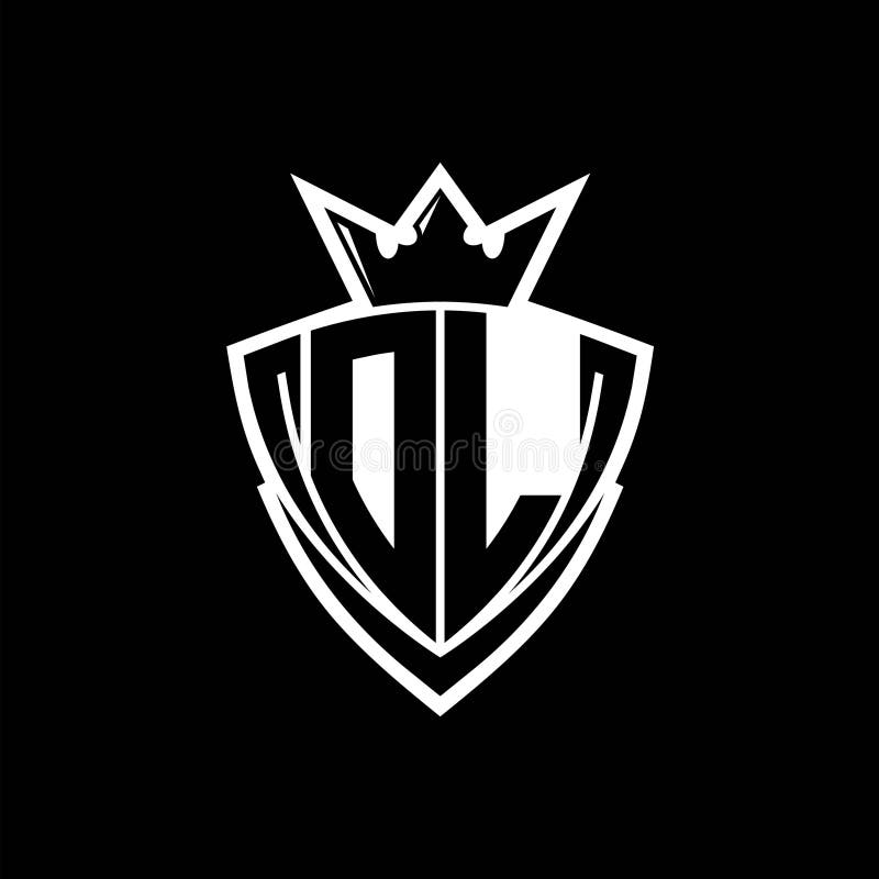 DL Letter Logo with Sharp Triangle Shield Shape with Crown Inside White ...