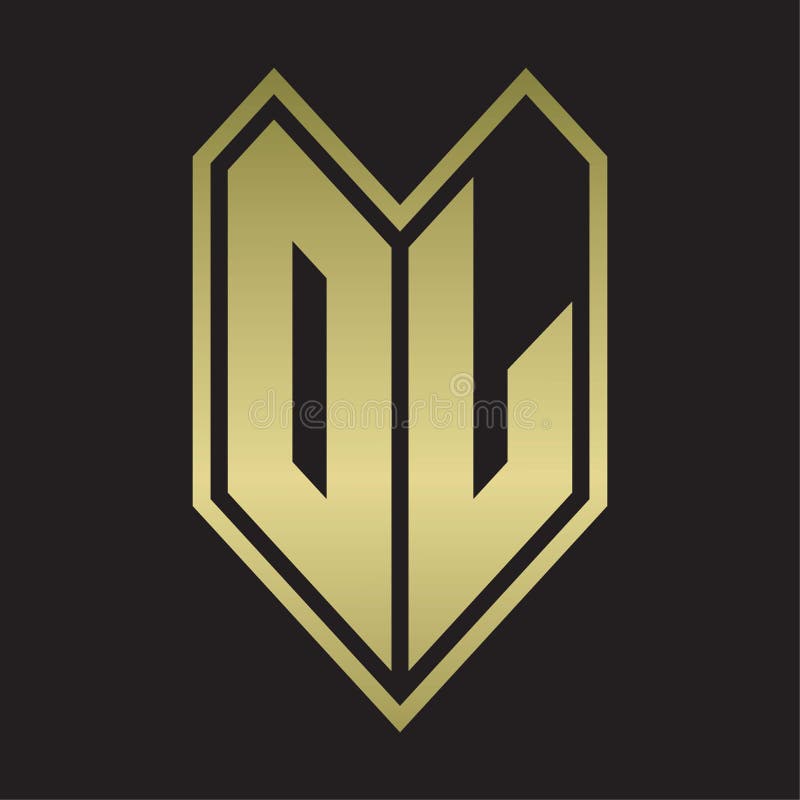 DL Logo Monogram with Emblem Line Style Isolated on Gold Colors Stock ...