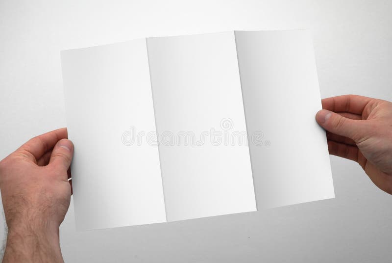 DL Tri-Fold Brochure with Hand Stock Photo - Image of graphic ...