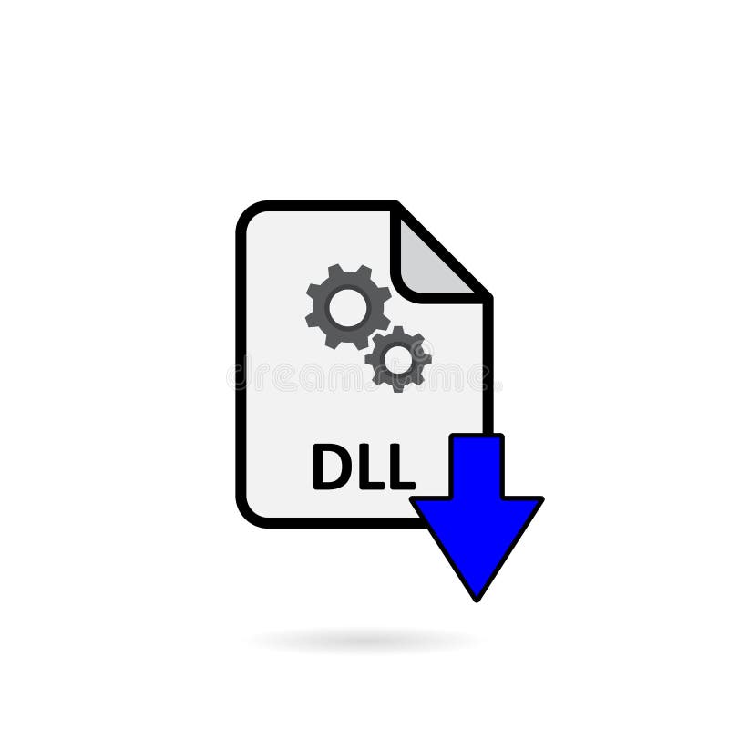 DLL File with Blue Arrow Download Button Stock Illustration ...