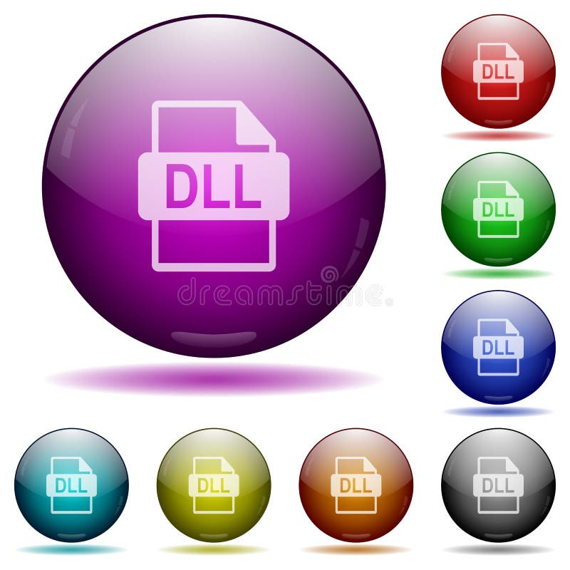 DLL File Format Glass Sphere Buttons Stock Vector - Illustration of ...