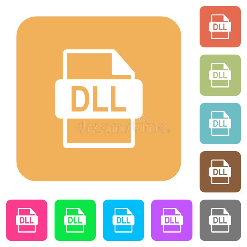 DLL File Format Rounded Square Flat Icons Stock Vector - Illustration ...