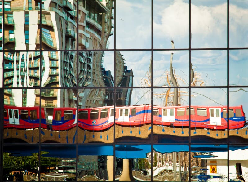 DLR train reflection stock image. Image of mirror, district - 19914995