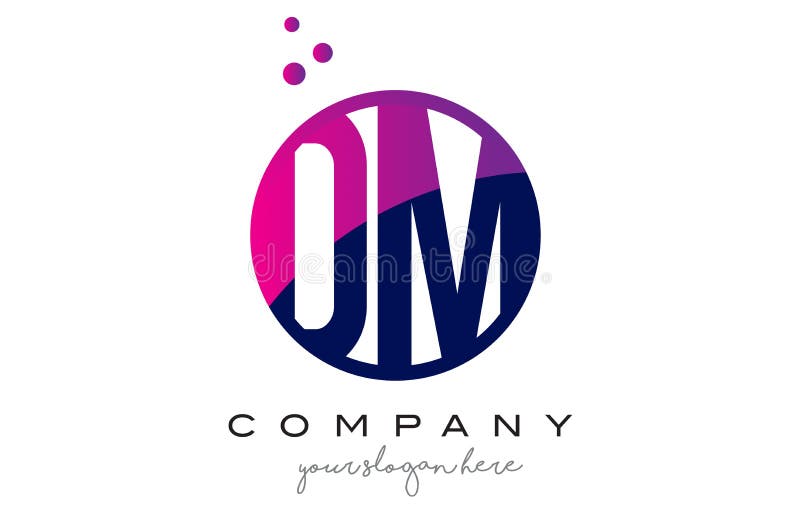 DM D M Circle Letter Logo Design with Purple Dots Bubbles Stock Vector ...