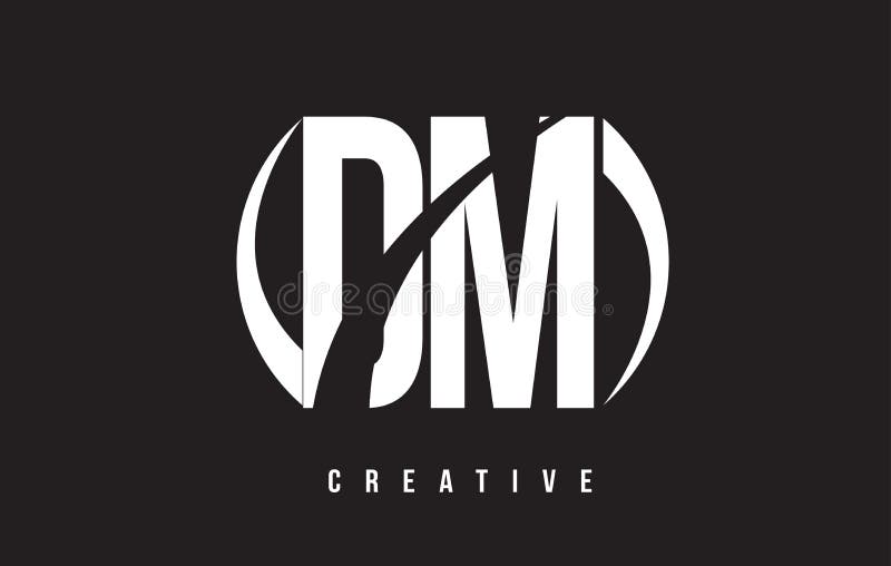 DM D M White Letter Logo Design with Black Background. Stock Vector ...