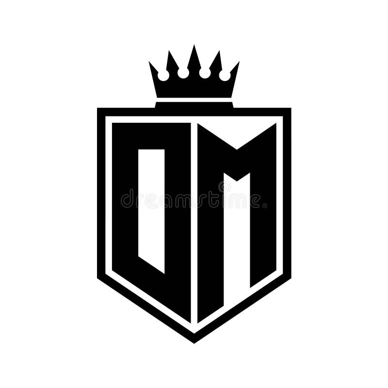 DM Logo Monogram Bold Shield Geometric Shape with Crown Outline Black ...