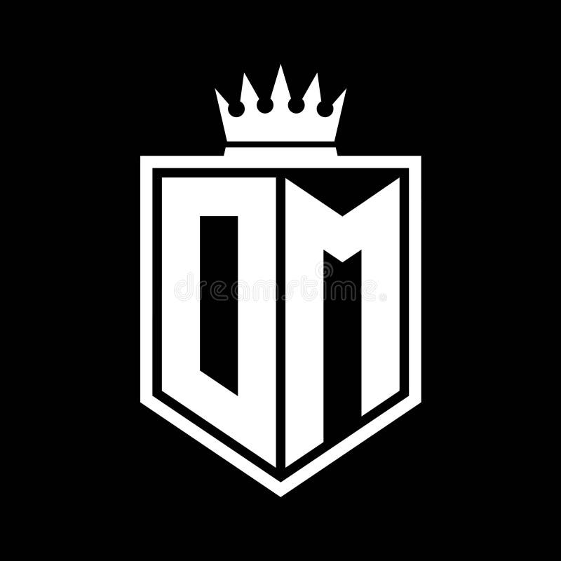 DM Logo Monogram Bold Shield Geometric Shape with Crown Outline Black ...