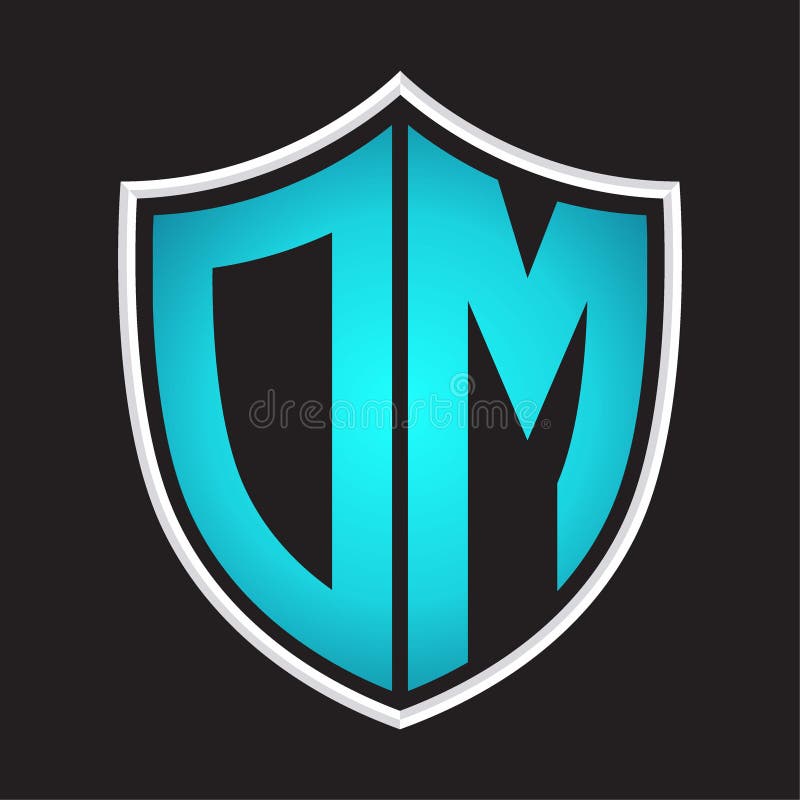 DM Logo Monogram with Shield Shape Isolated Blue Colors on Outline ...