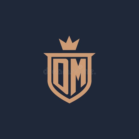 DM Monogram Initial Logo with Shield and Crown Style Stock Vector ...