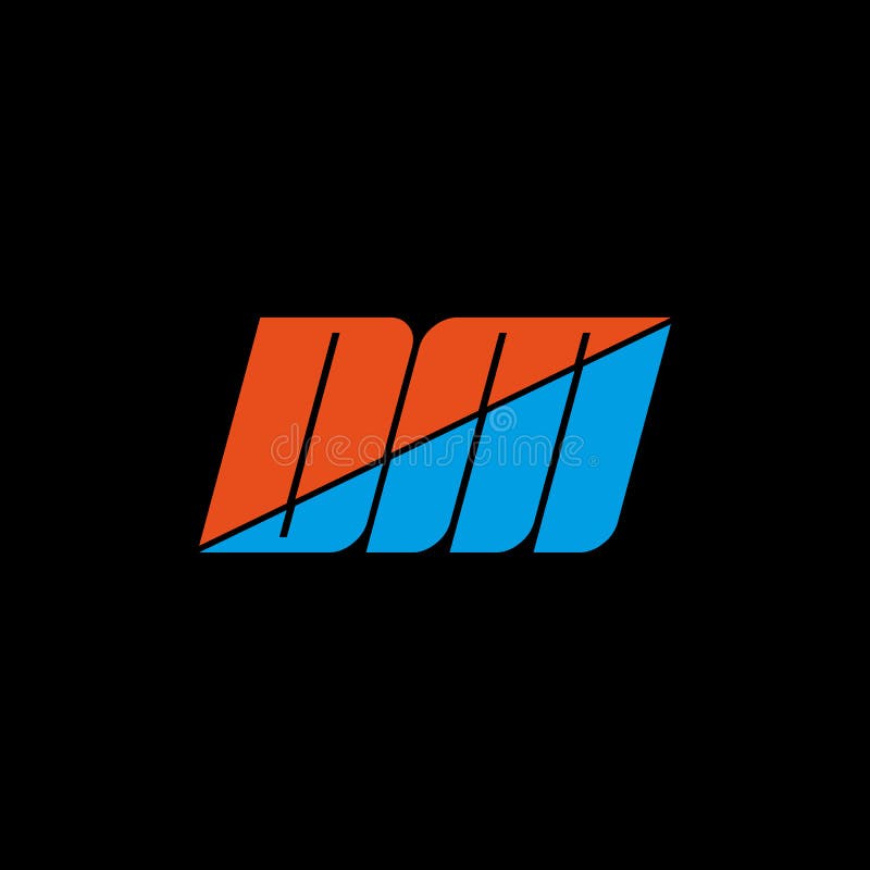 DM Orange and Blue Letter Logo. DM Letter Logo Design on Black ...