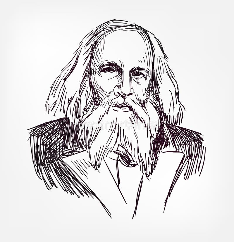 Dmitri Ivanovich Mendeleev Retrato De Ilustración De Sketch Vectorial ...