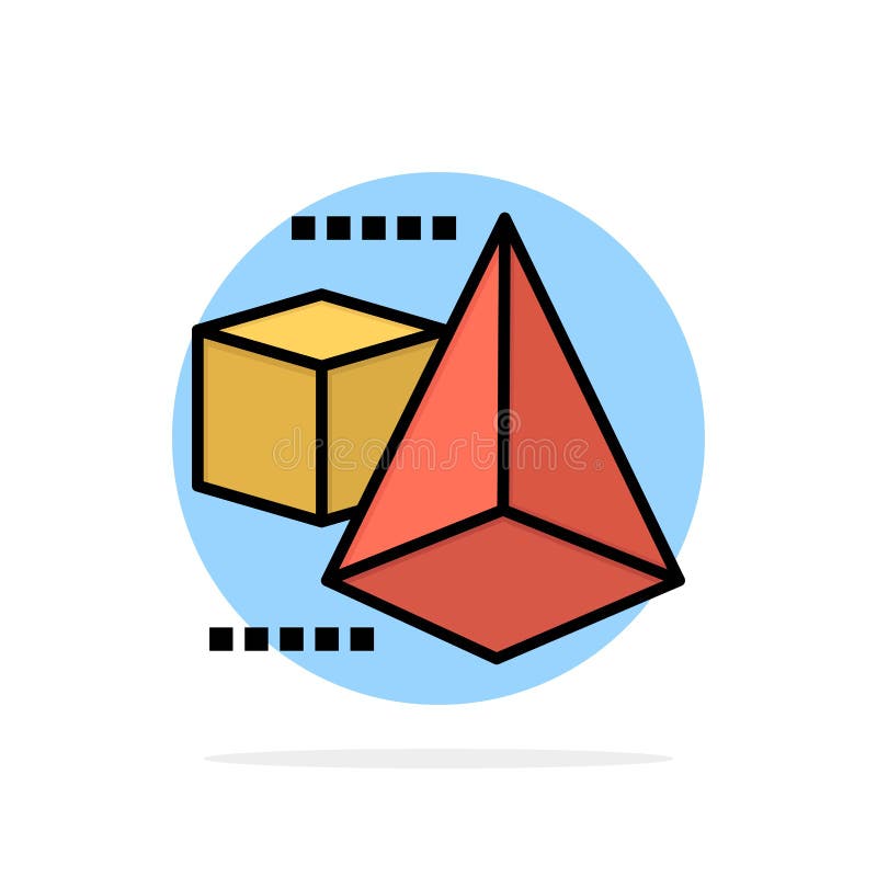 3dModel, 3d, Box, Triangle Abstract Circle Background Flat Color Icon ...