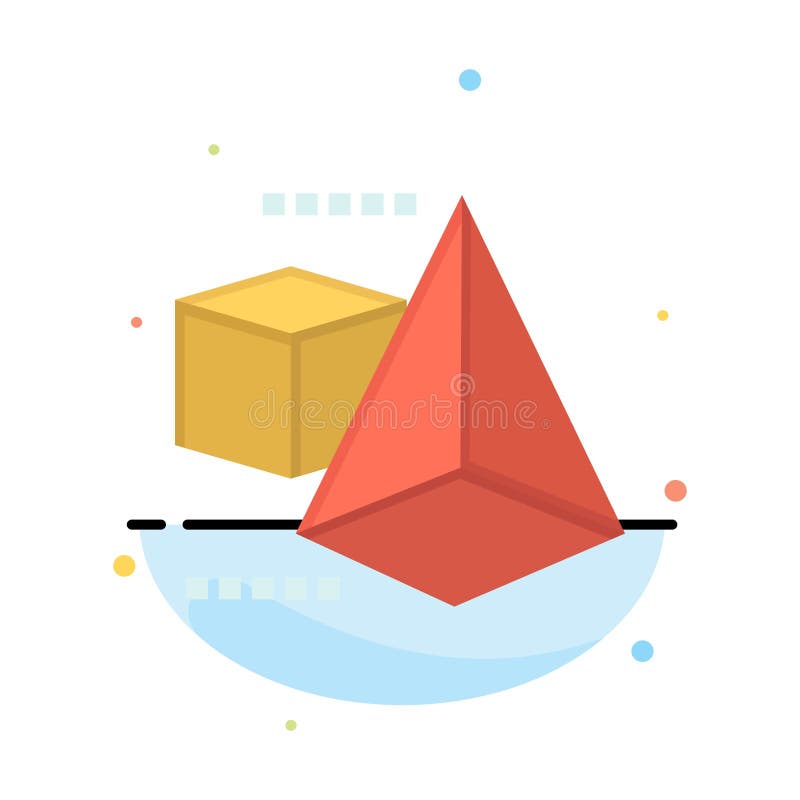3dModel, 3d, Box, Triangle Abstract Flat Color Icon Template Stock ...