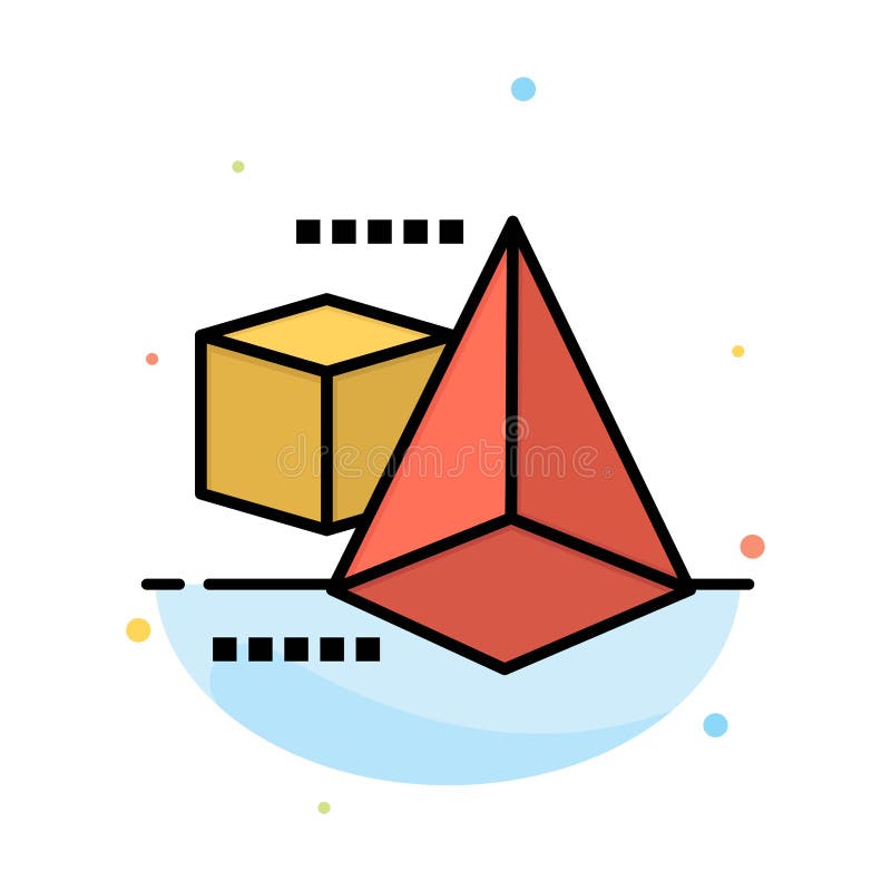 3dModel, 3d, Box, Triangle Abstract Flat Color Icon Template Stock ...