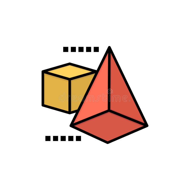 3dModel, 3d, Box, Triangle Flat Color Icon. Vector Icon Banner Template ...