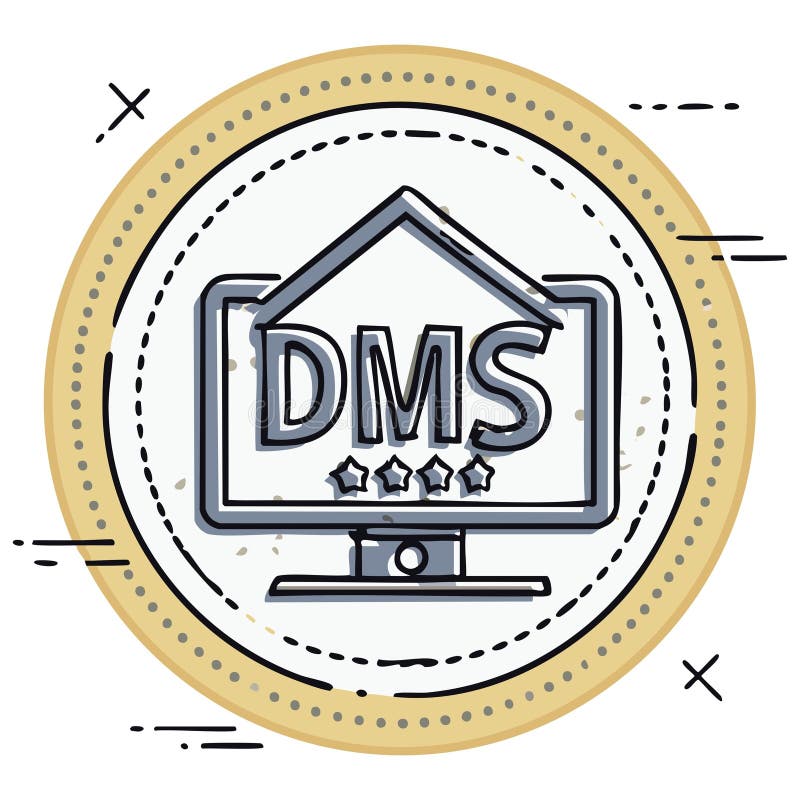 DMS on Computer Screen with Rating Stars, Document Management System Concept Stock Vector ...