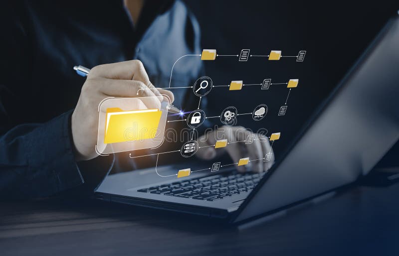 DMS Document Management System, Businessman Pointing Folder Icon To Use ...