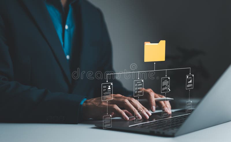 (DMS) Document Management System Concept. Businessman Using Computer To ... (DMS) Document Management System Concept. Businessman Using Computer To ...