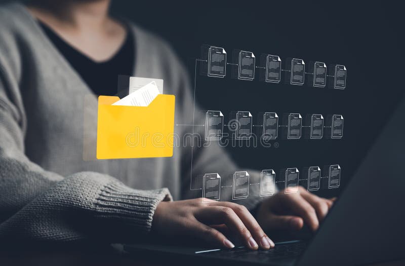 DMS, Document Management System Technology Concept. Businesswoman Use ...