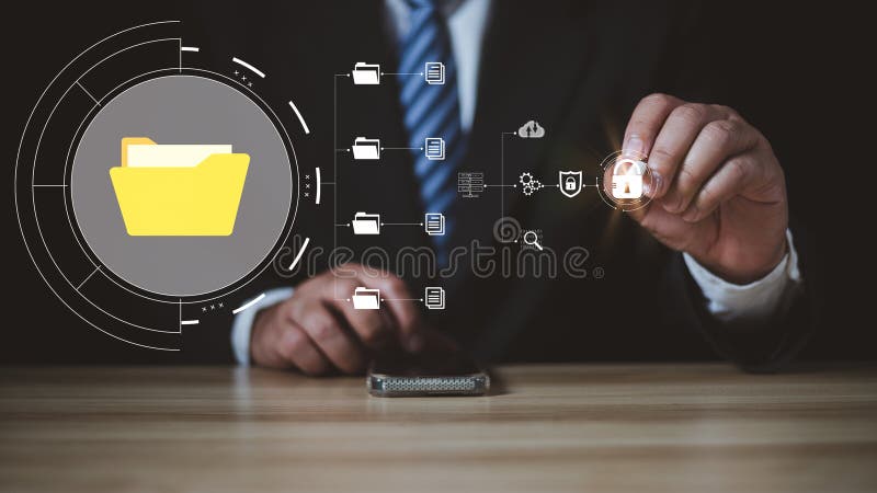 DMS, Document Security Concept. Document Management System, Data Encryption Stock Photo - Image ...