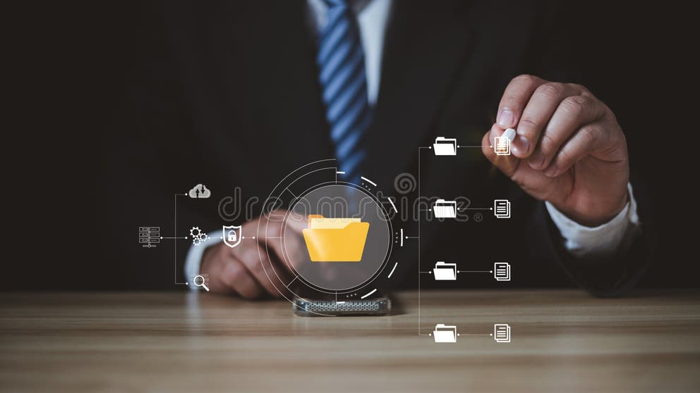 DMS, Document Security Concept. Document Management System, Data Encryption Stock Photo - Image ...