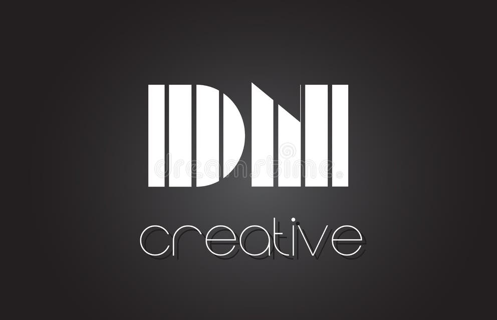 DN D N Letter Logo Design with White and Black Lines. Stock Vector ...