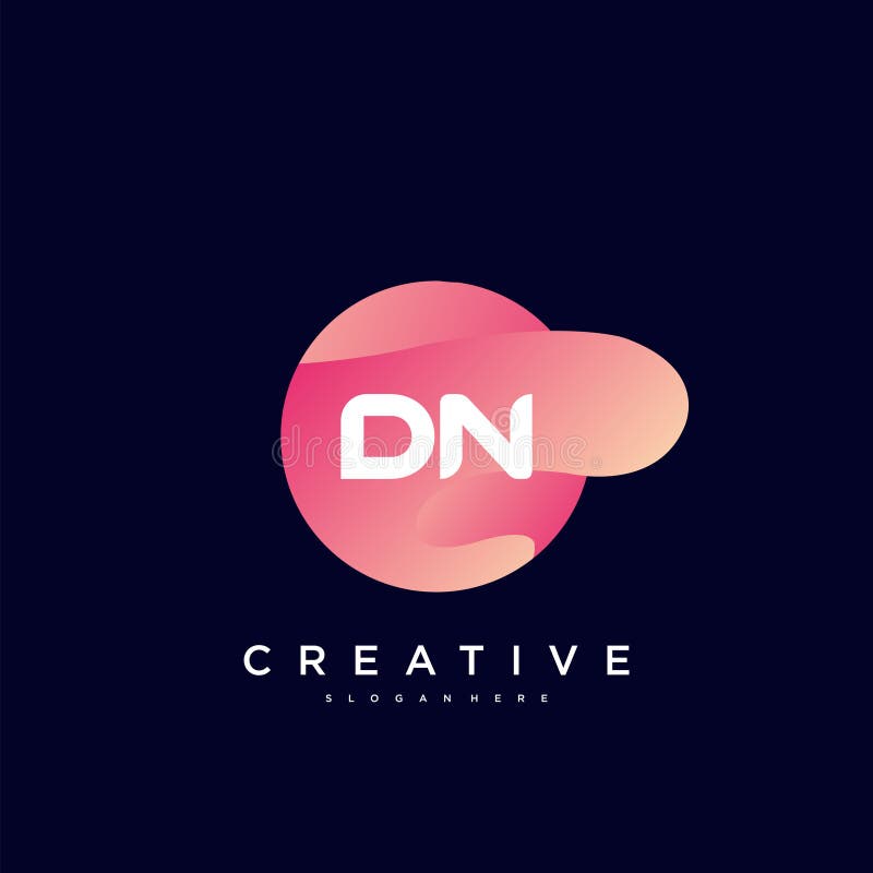 DN Initial Letter Logo Icon Design Template Elements with Wave Colorful ...