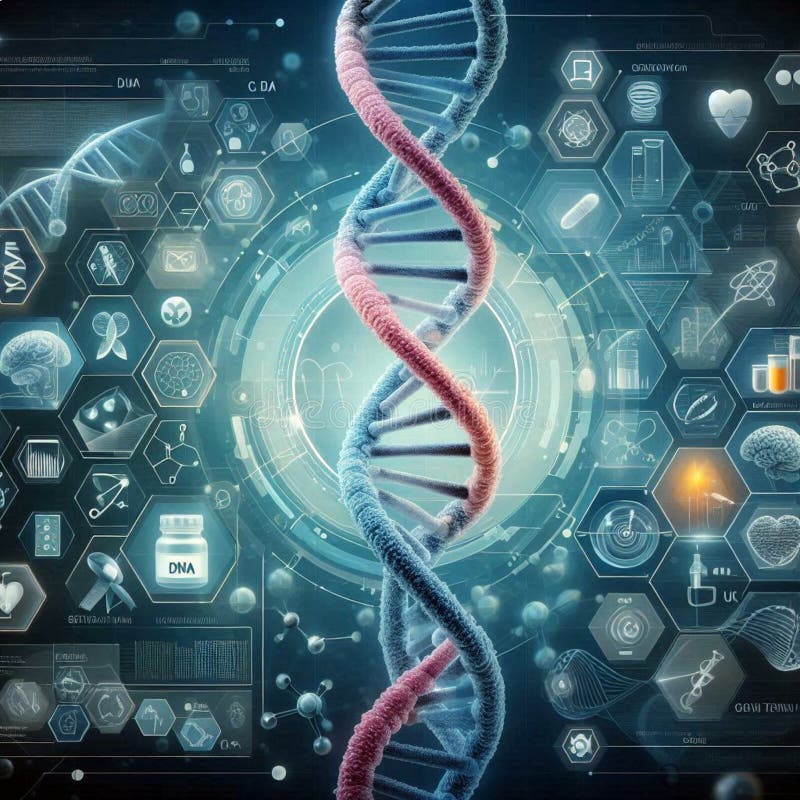 DNA in Details Presenting through Virtual Platform Stock Illustration ...
