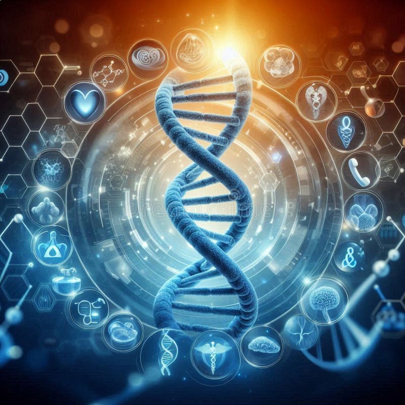 DNA in Details Presenting through Virtual Platform Stock Illustration ...