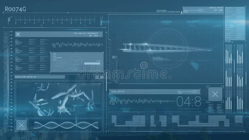 DNA Analysis and Data Visualization Animation Over Scientific Interface ...