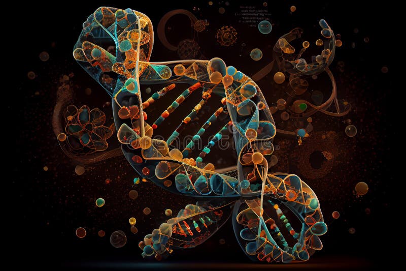 Dna, Atom, Neurons Created with Generative Ai Stock Illustration ...