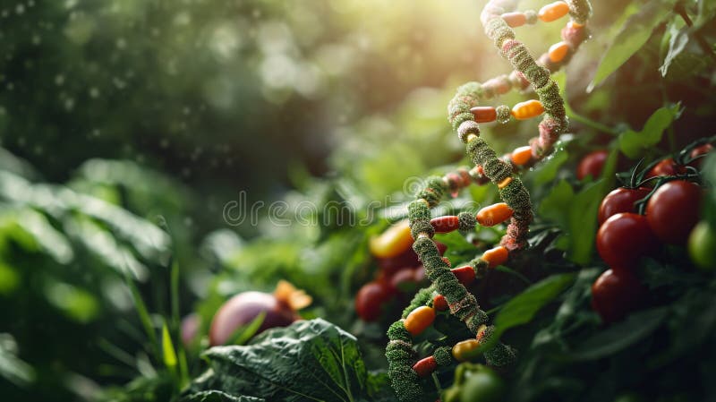 DNA on a Background of Green Plant Leaves. Selective Focus Stock Photo ...