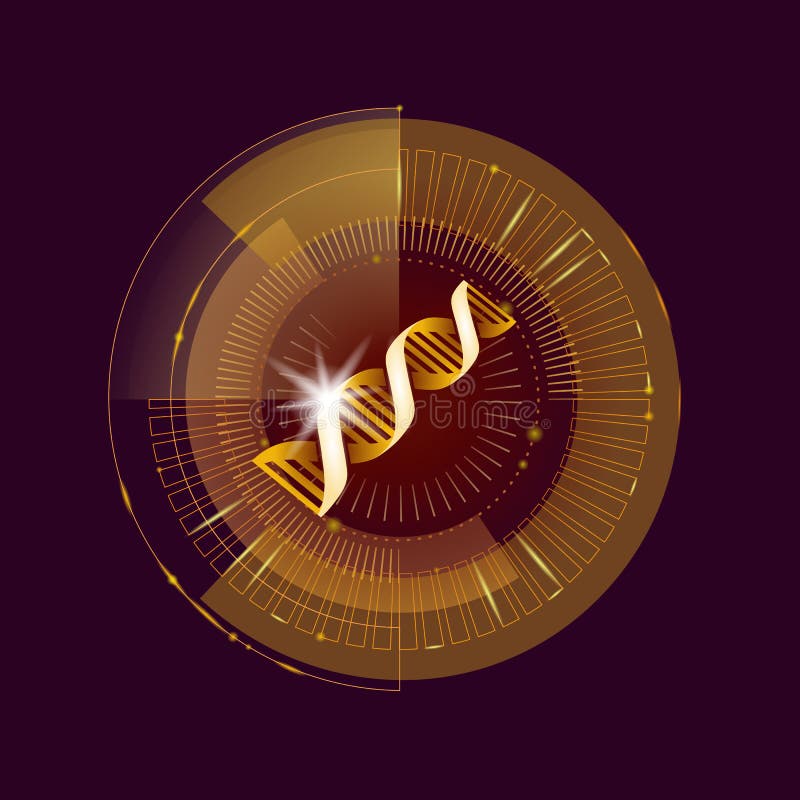 DNA Binary Code Gold Future Computer Technology Concept. Cosmetic ...