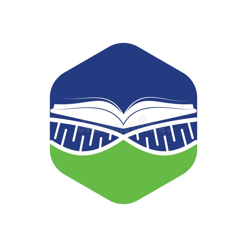 DNA Book Vector Logo Design. Genetical Book Vector Logo Template. Stock ...