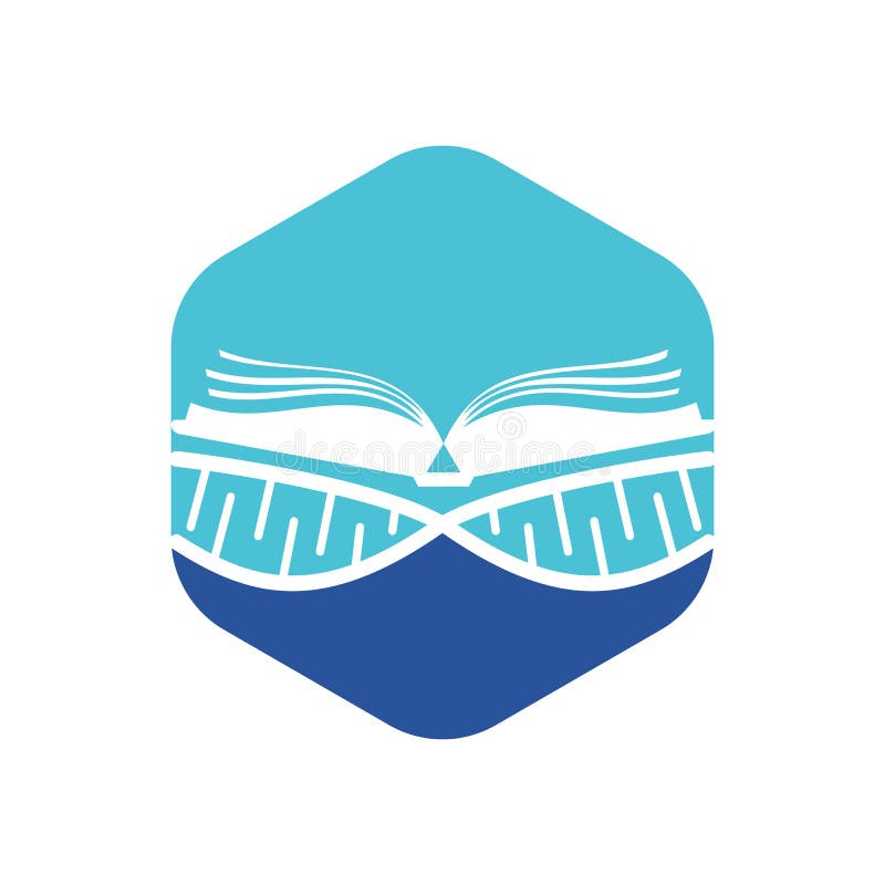 DNA Book Vector Logo Design. Genetical Book Vector Logo Template. Stock ...