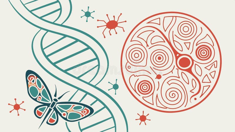 DNA and Butterfly, Genetics and Nature Connection Concept Vector Design ...