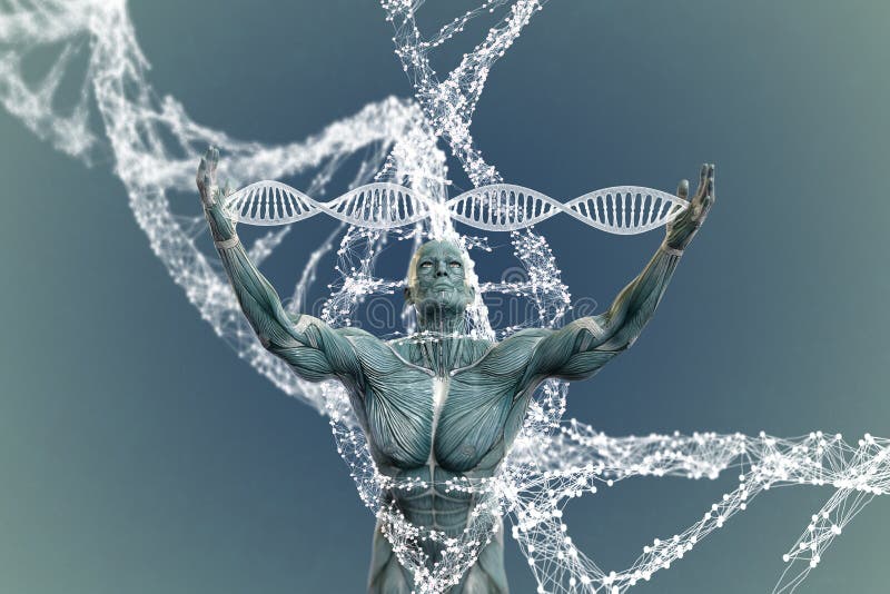 DNA Molecules and Men in 3D Illustration. Stock Illustration ...