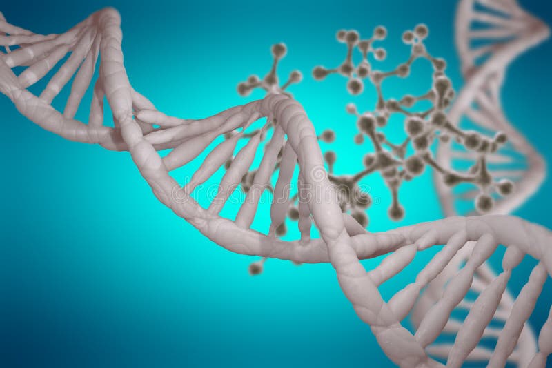 DNA Cell Model Research Concept, 3D Rendering Stock Illustration ...