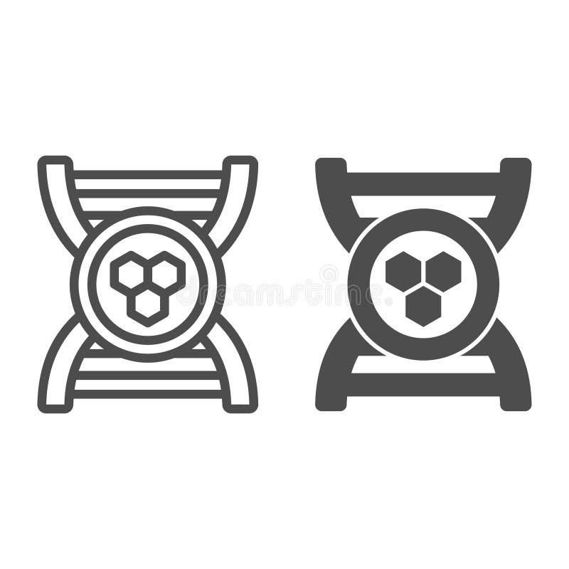 DNA Chain with Cells Bubble Line and Solid Icon, Genetic Research ...