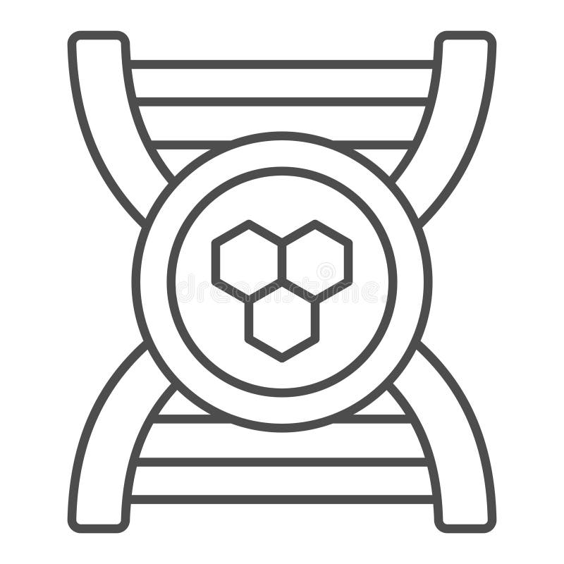 DNA Chain with Cells Bubble Thin Line Icon, Genetic Research Concept ...