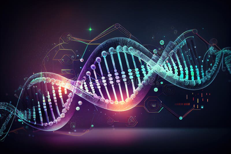 DNA Chain Depicted in a Digital Visualization. Future Technology Stock ...