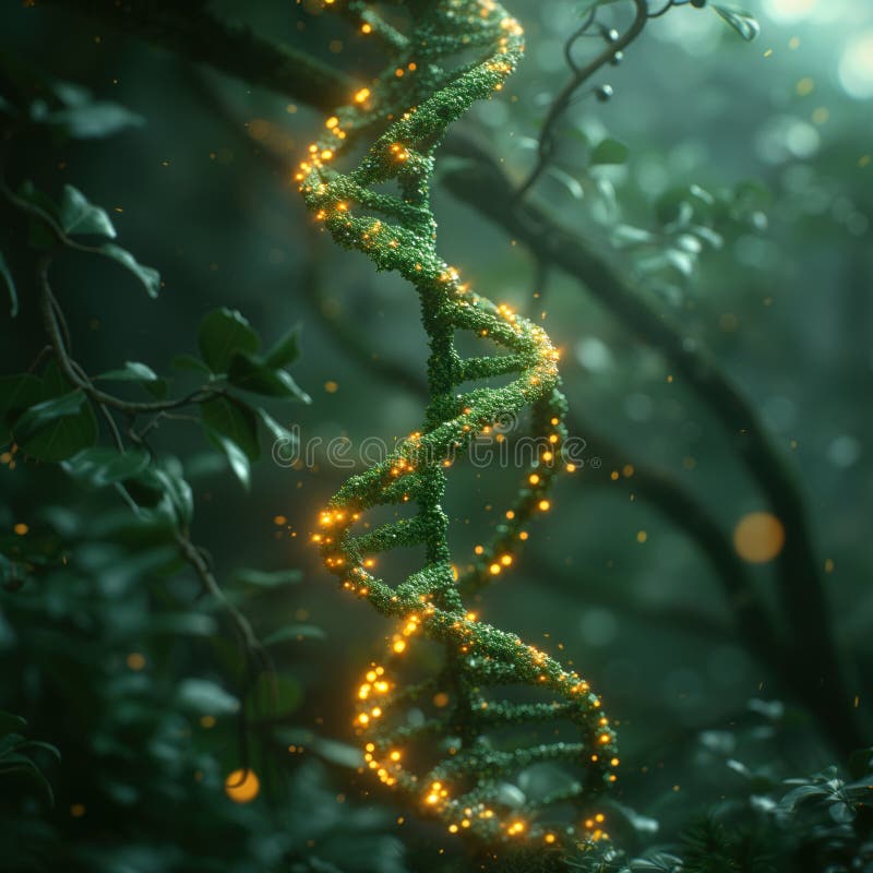 Dna Chain Macro Under a Microscope Stock Illustration - Illustration of ...