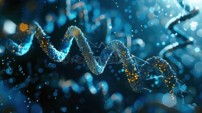 Dna Chain Rotating with Big Data Flowing Around Stock Image - Image of ...