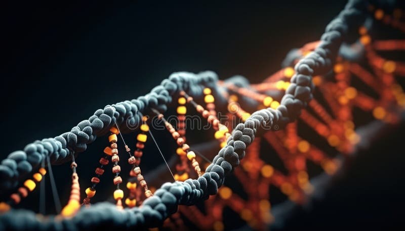 DNA Chain Under the Microscope Stock Illustration - Illustration of ...