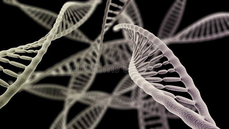 DNA Chains Close Up on the Black Background Stock Illustration ...